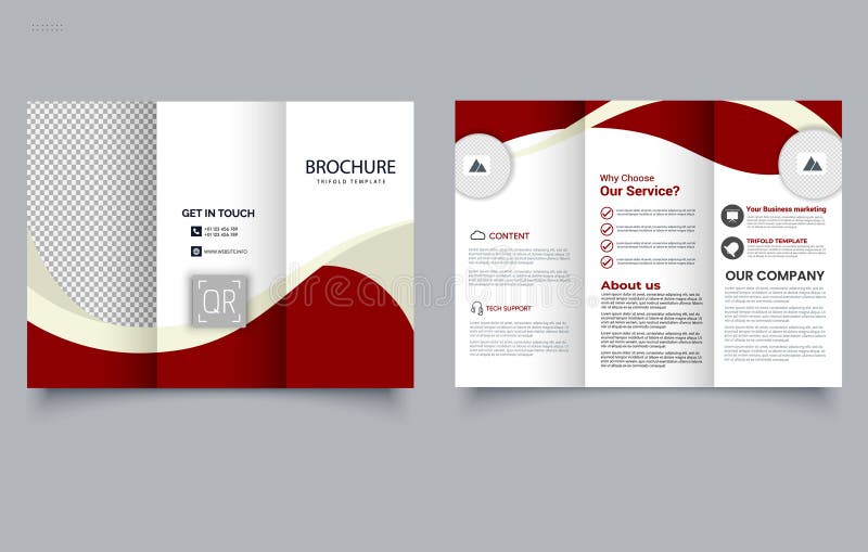 Elegant Burgundy Trifold Brochure Template. Stock Illustration ...