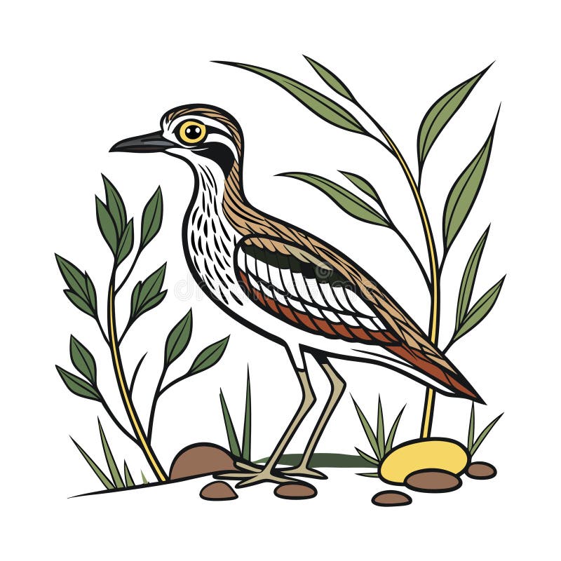 Elegant Bush Stone-Curlew Bird Artwork Stock Illustration ...