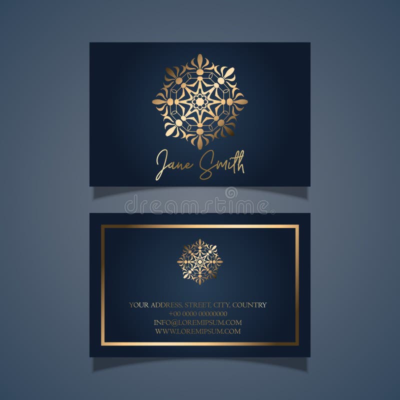 Elegant Business Card Design with Gold Mandala Stock Vector ...