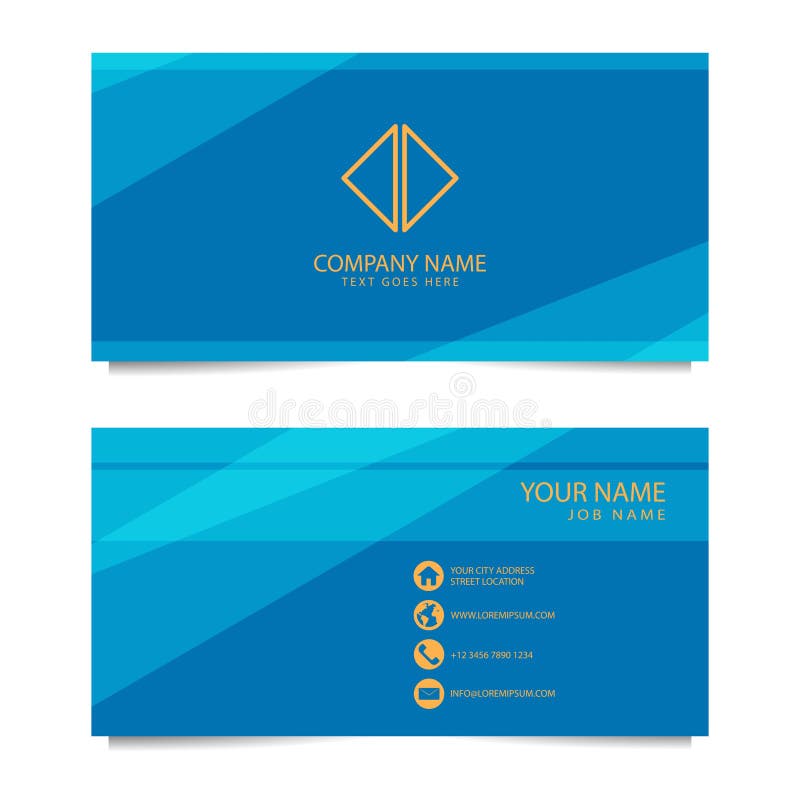 Elegant Business Card Template with Blue Background. Stock Vector ...