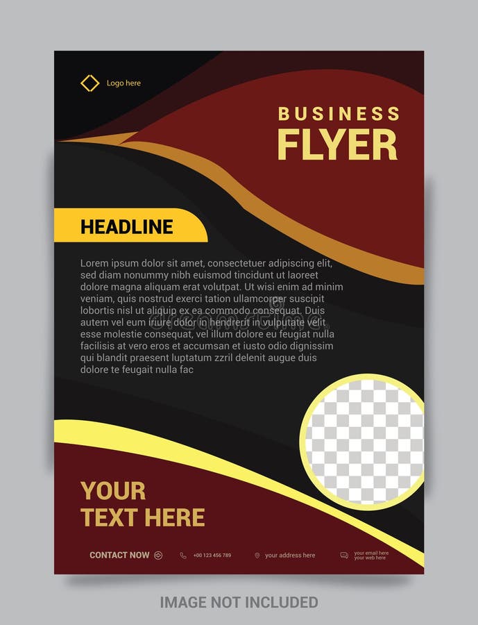 Elegant Business Flyer Template with Maroon and Gold Wavy Layout Design ...