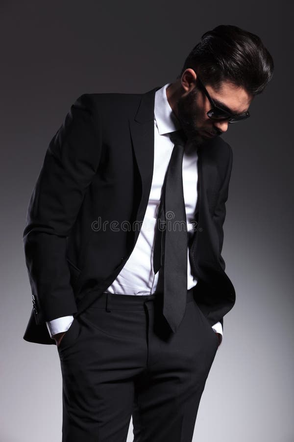 Elegant Business Man Looking Down Stock Photo - Image of happy ...