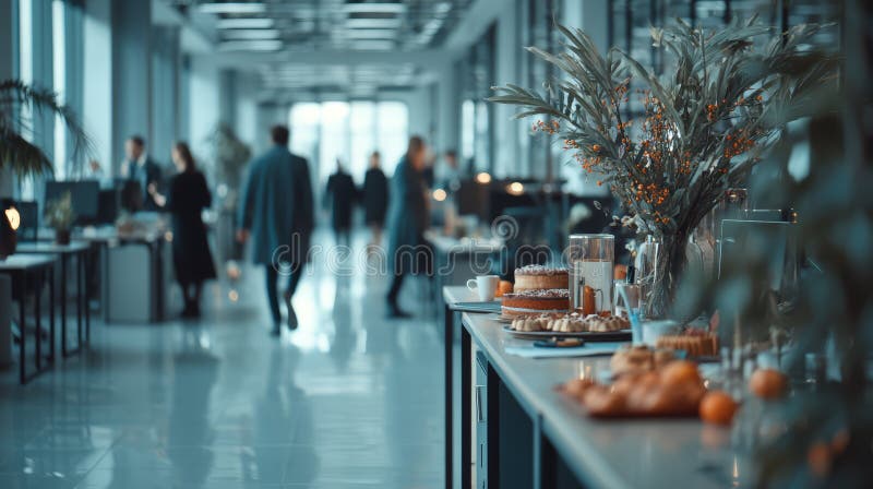 Elegant Business Setting with Refreshments and People in a Modern ...