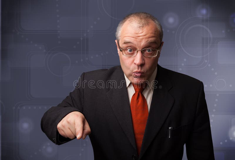 Elegant Businessman Touching Copy Space Stock Image - Image of ...
