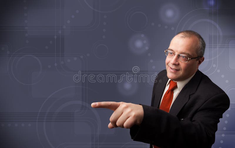 Elegant Businessman Touching Copy Space Stock Image - Image of ...