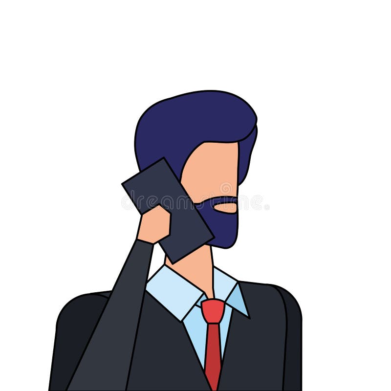 Elegant Businessman Worker Calling with Smartphone Stock Illustration ...