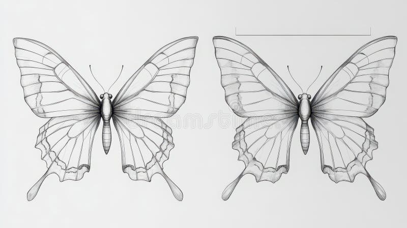Elegant Butterfly Drawing, Ink Sketch Stock Illustration - Illustration ...