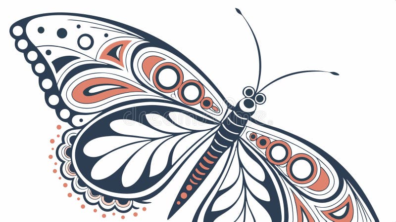 Elegant Butterfly Vector Illustration with Detailed Wing Patterns ...