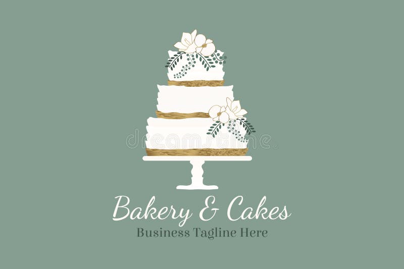 Elegant Cake Bakery Logo Design on Green Background Stock Vector ...
