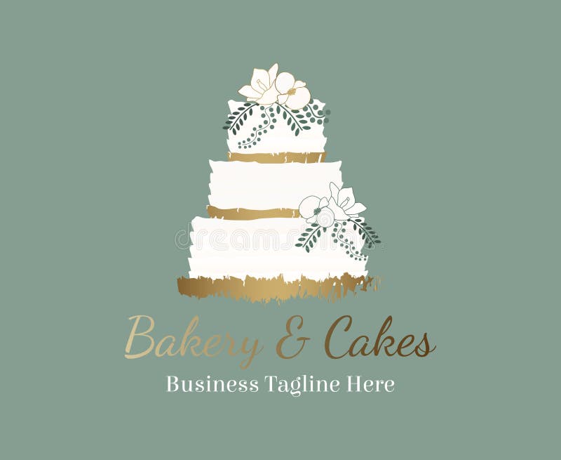 Elegant Cake Bakery Logo Design in Modern Abstract Style with Flowers ...