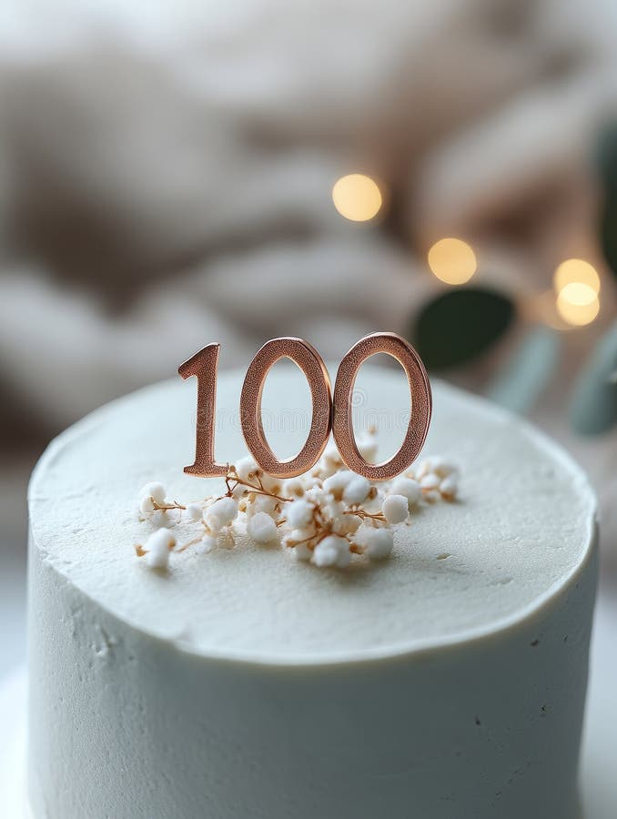 Elegant Cake Celebrating a 100th Milestone. Stock Photo - Image of ...