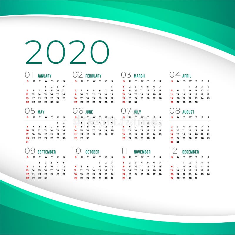 Elegant 2020 Calendar Template Design Stock Vector - Illustration of ...