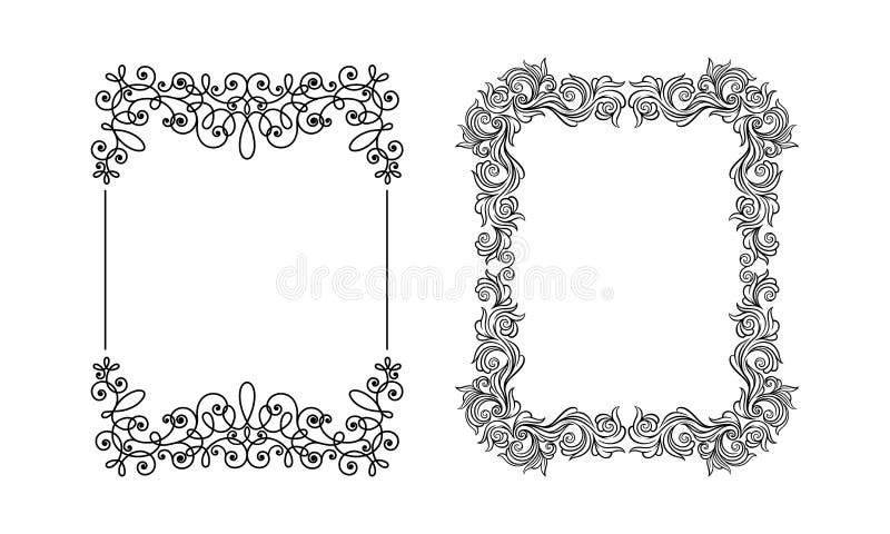 Elegant Calligraphic Frames Set. Filigree Vintage Black Decor Borders ...
