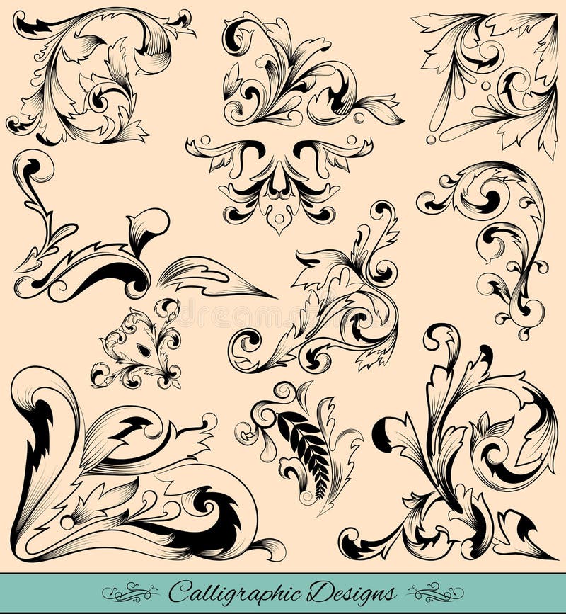 Elegant Calligraphy Design Elements for Designing Stock Vector ...