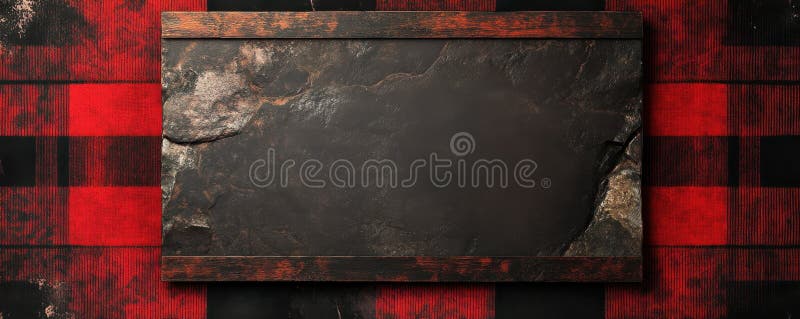 Elegant Canadian Plaid Pattern in Rich Reds with Ornate Frame on Stone ...