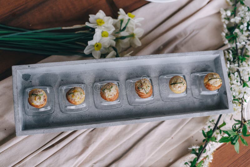 Elegant Canapes on Modern Serving Tray Stock Image - Image of cuisine ...