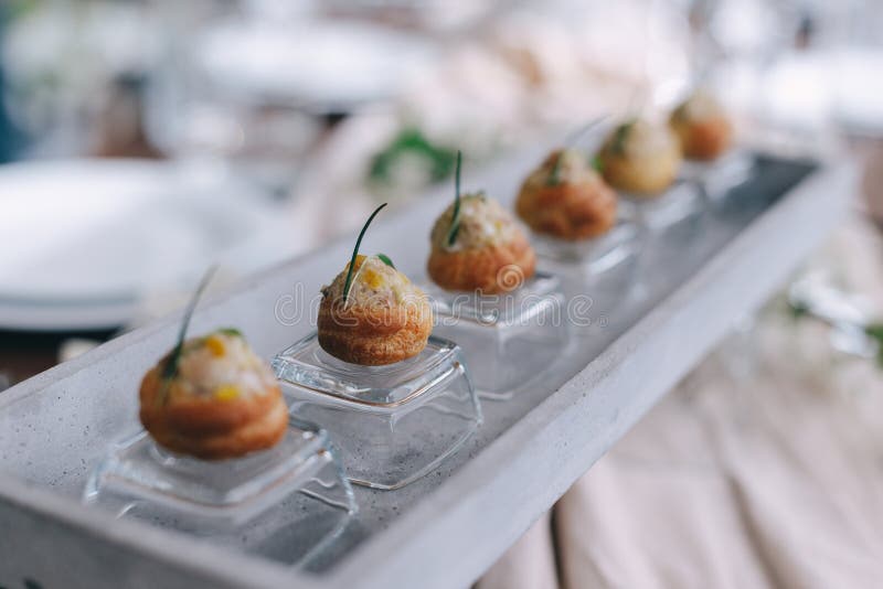 Elegant Canapes on Modern Serving Tray Stock Photo - Image of bitesized ...