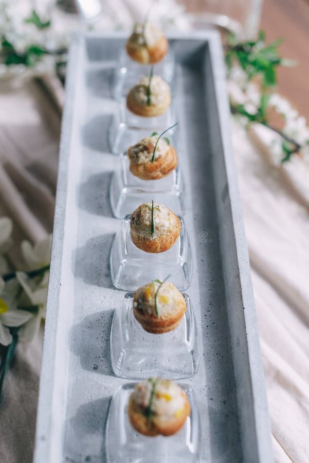 Elegant Canapes on Modern Serving Tray Stock Image - Image of delicious ...