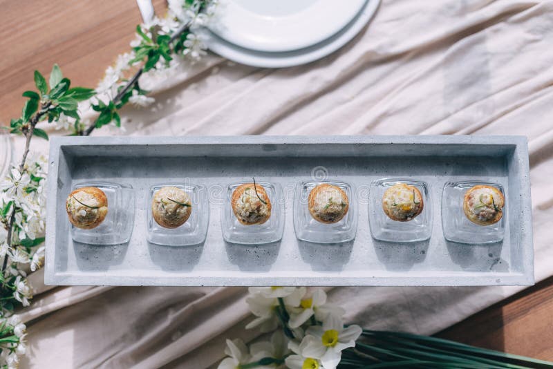 Elegant Canapes on Modern Serving Tray Stock Photo - Image of styling ...