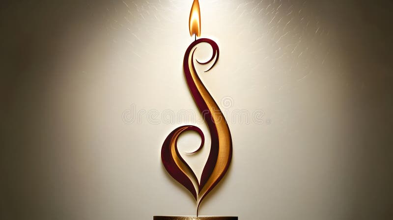 Elegant Candle Design with Stylized Flame Stock Illustration ...