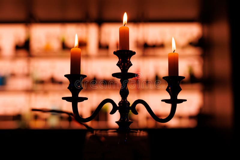 Elegant Candlelight from a Classic Candelabra Illuminates a Room Stock ...