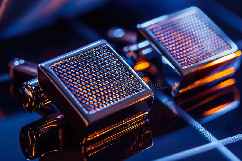 Elegant Carbon Fiber Cufflinks Reflecting Vibrant Light Patterns Stock ...