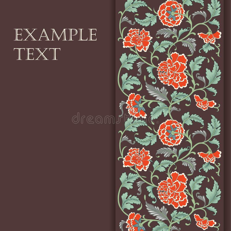 Elegant Card with Decorative Asian Flowers Stock Vector - Illustration ...