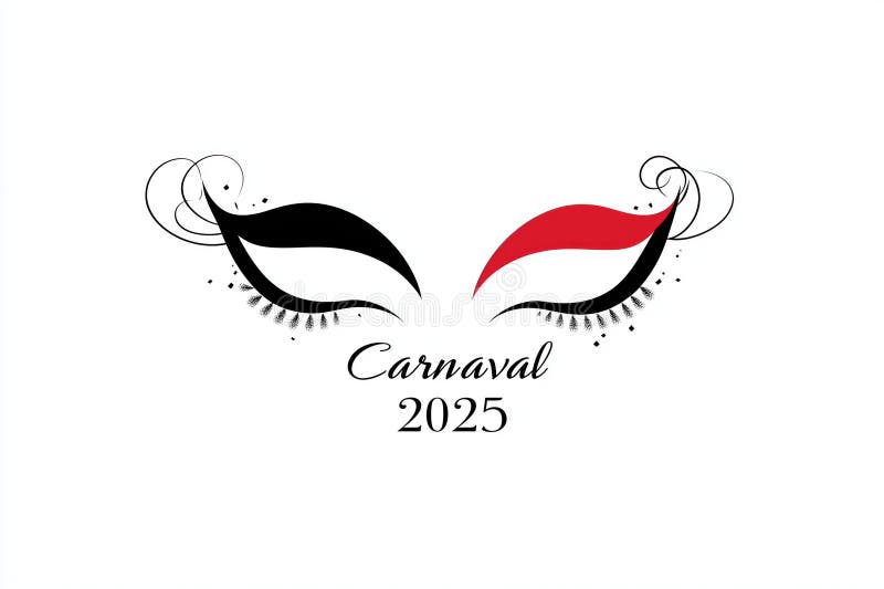 Elegant Carnaval 2025 Mask Design with Black and Red Eye Patterns Stock ...