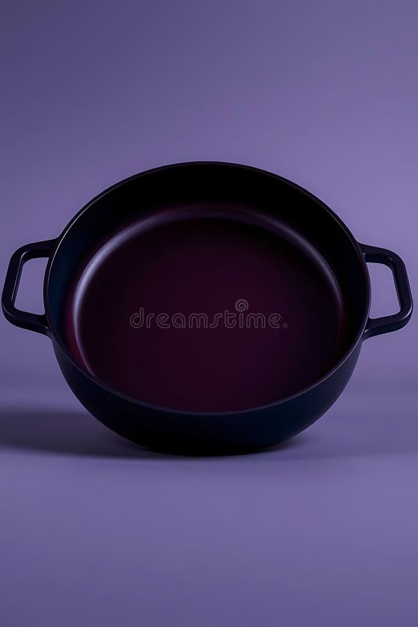 Elegant Cast Iron Cooking Pot on a Lilac Backdrop Kitchenware Imagery ...