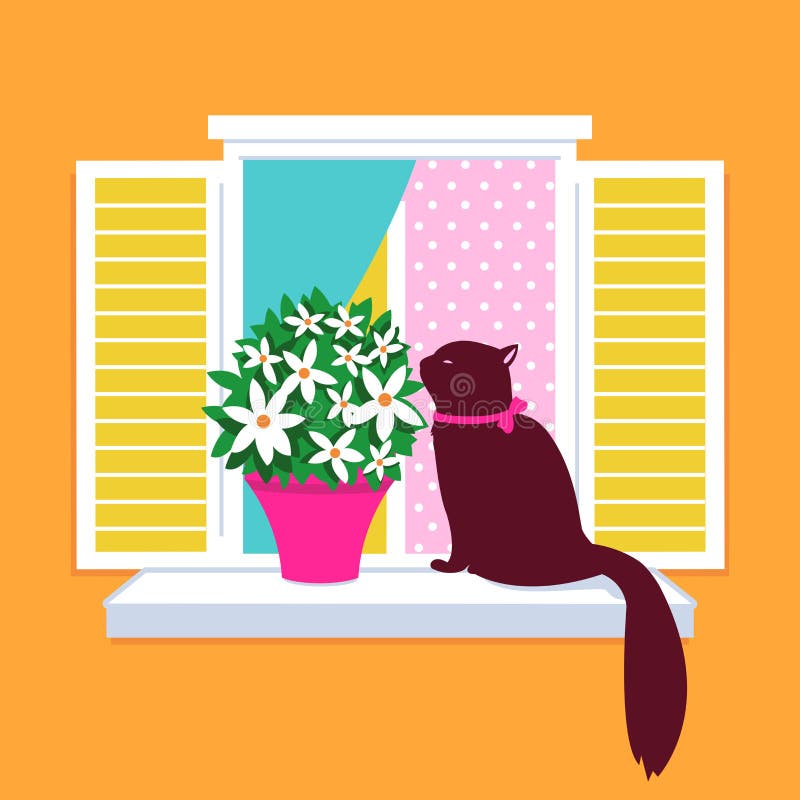 Cat Window Sill Stock Illustrations – 2,150 Cat Window Sill Stock ...