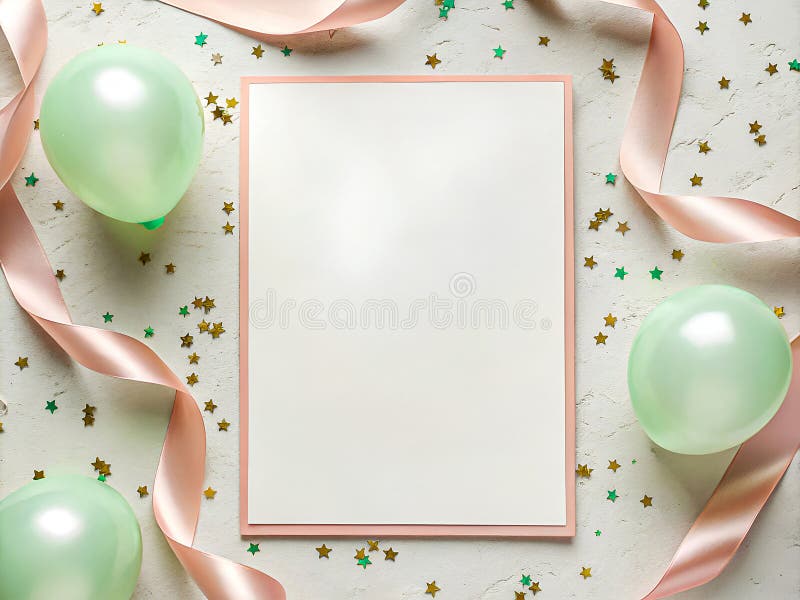 Elegant Celebration Background with Pastel Balloons and Ribbon Stock ...