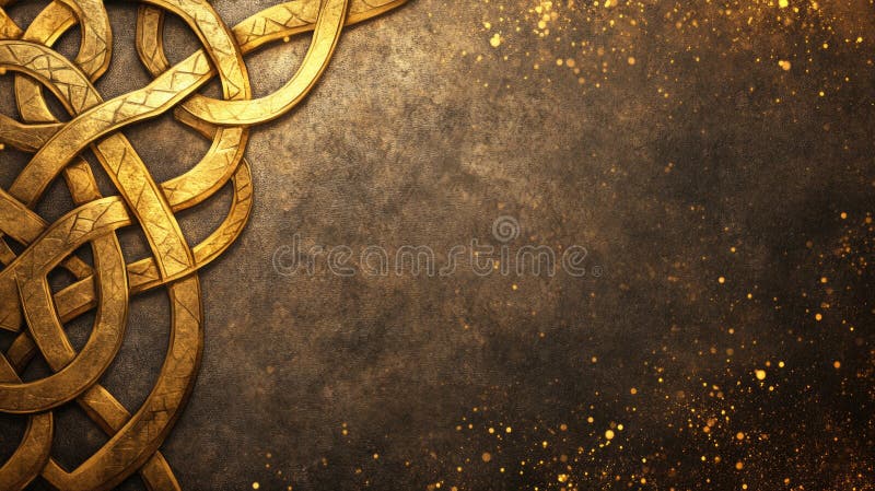 Elegant Celtic Knotwork on Textured Background with Golden Sparkles ...