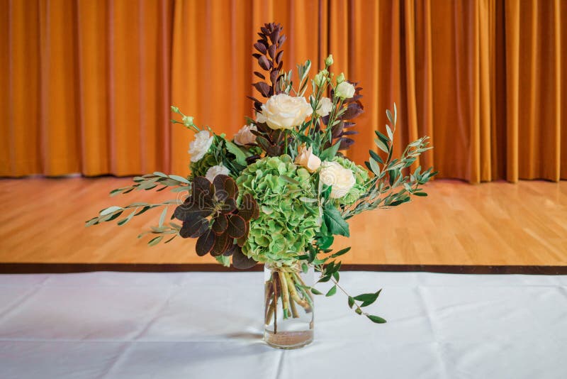 Flowers on the Dining Table Stock Photo - Image of centerpieces, rose ...