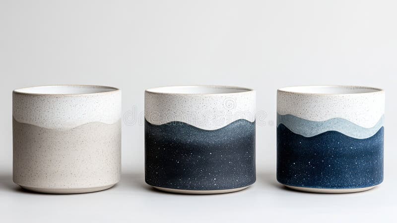 Elegant Ceramic Cup Features a Wave Pattern in a Blue-gray Gradient and ...
