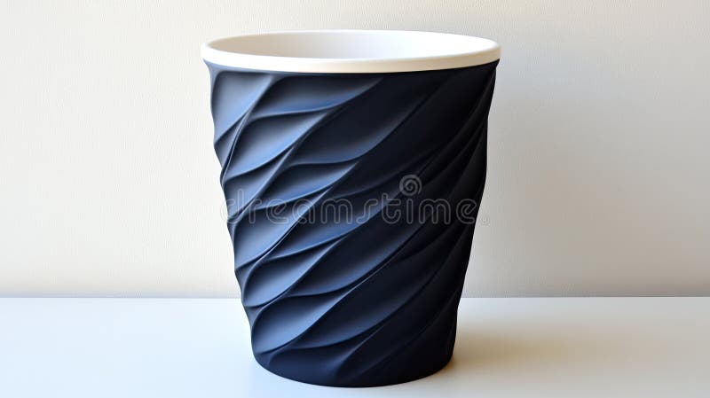 Elegant Ceramic Cup Features a Wave Pattern in a Blue-gray Gradient and ...
