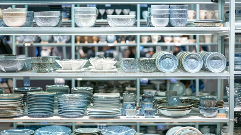 Elegant Ceramic Dishware Display in Store Setting. Concept of Home ...
