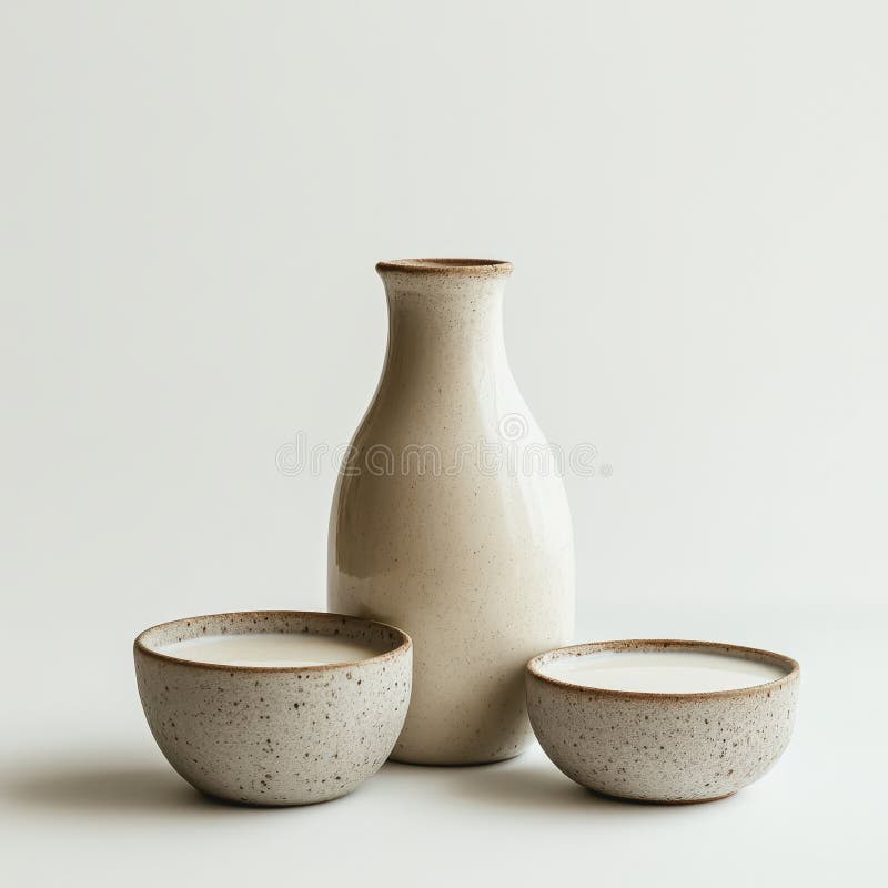 Elegant Ceramic Pitcher and Bowl Set Featuring Natural Texture ...