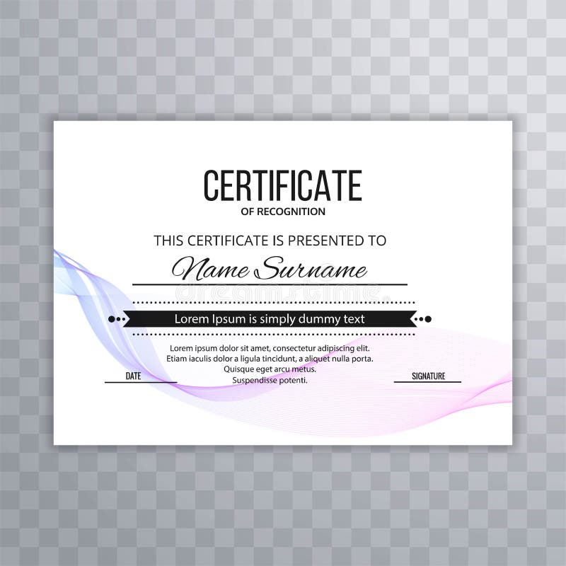 Elegant Certificate Colorful Wave Template Design Stock Illustration ...