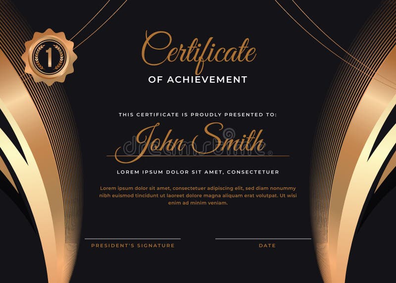 Elegant Certificate Template with Golden Elements Stock Vector - Illustration of success, award ...