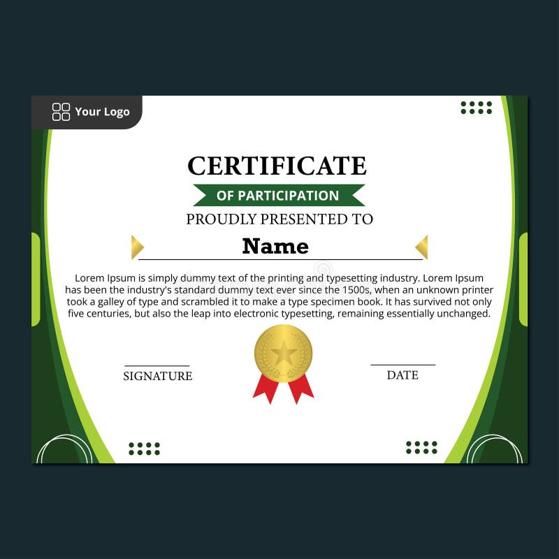 Elegant Certificate Template with Green Frame and Abstract Side Stock ...