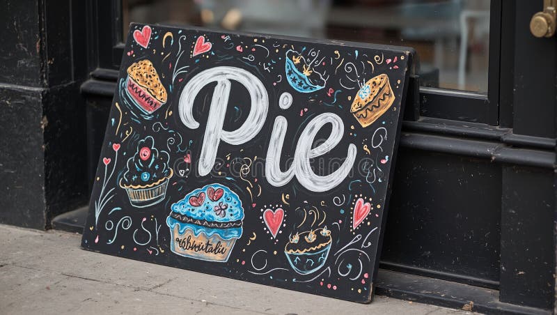 Elegant Chalkboard Sign Outside Bakery with Pie in Cursive Surrounded ...