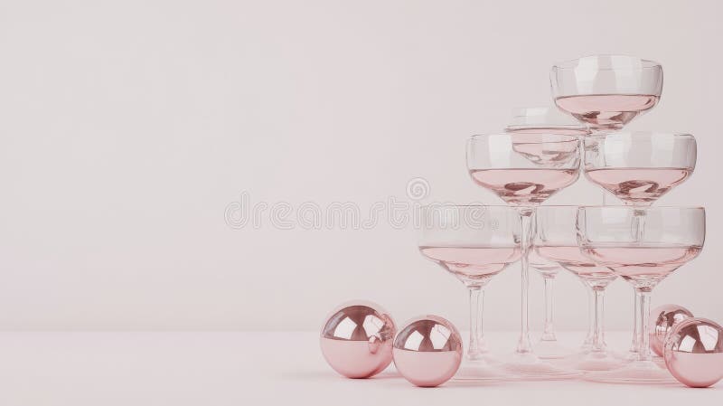 Elegant Champagne Tower with Floating Bubbles in an Abstract Image ...