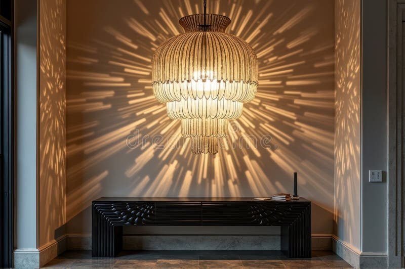 Elegant Chandelier Casting Radiant Light Patterns on Modern Interior ...