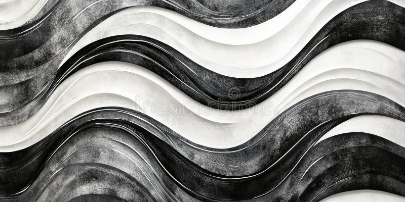 Elegant Charcoal and Pearl White Wavy Line Design with Soft Textures ...