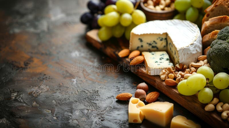 Elegant Cheese Platter with Assorted Cheeses, Grapes, and Nuts. Stock ...