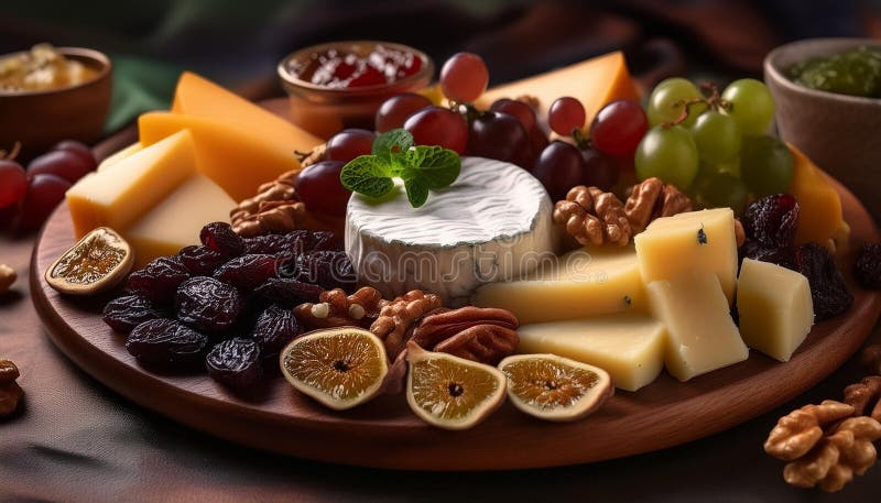 Elegant Cheese Platter with Dries Fruits Stock Image - Image of ...