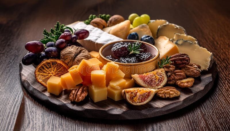 Elegant Cheese Platter with Dries Fruits Stock Image - Image of variety ...