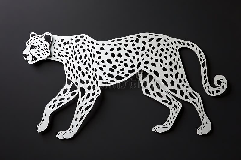 Elegant Cheetah Silhouette, Paper Cut Art Design Stock Illustration ...