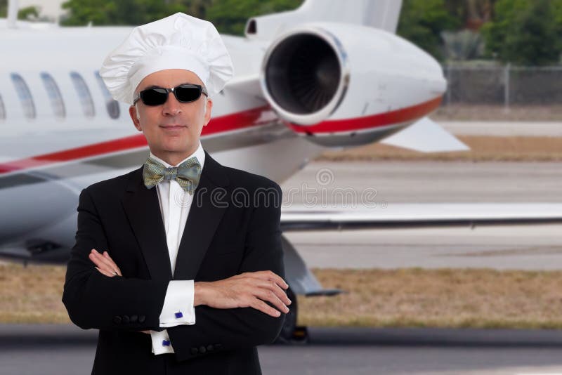 Elegant Chef Posing in Front of a Jet Stock Image - Image of food, chef ...
