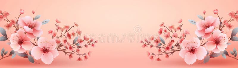 Elegant Cherry Blossom Flowers on Pink Background Stock Illustration ...